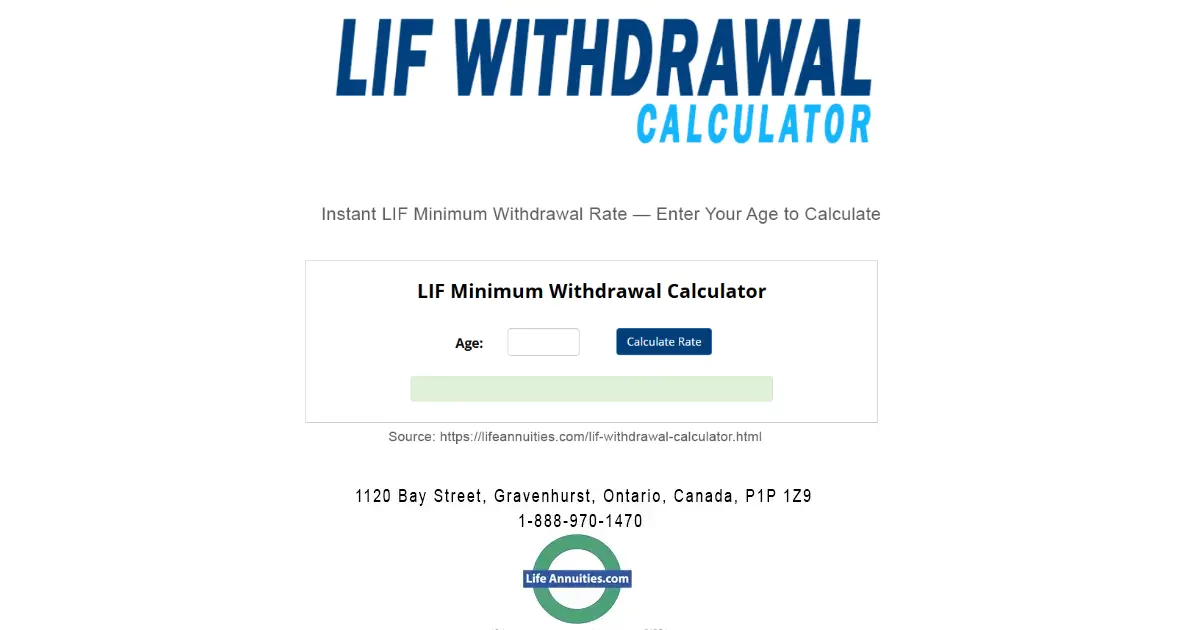 2026 LIF Withdrawal Calculator – LifeAnnuities.com